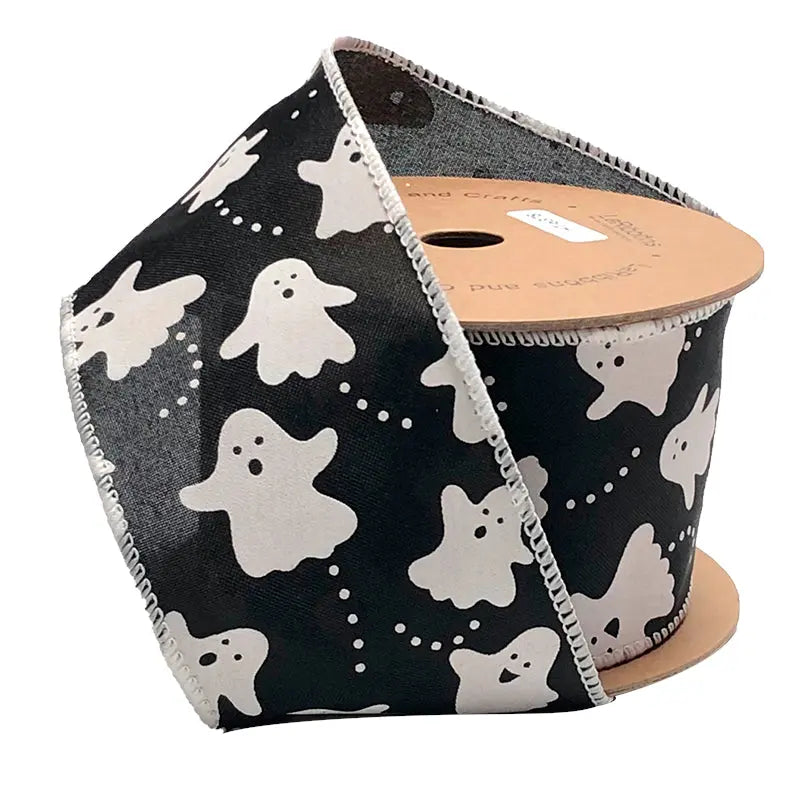 2 1/2" Wired Ribbon | "Ghosts" Black/White | 10 Yard Roll – LaRibbons ...